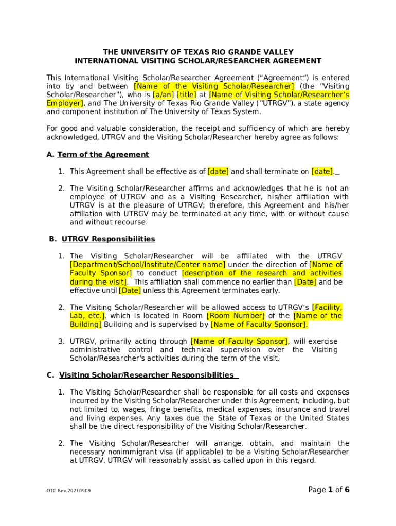 utrgv-visiting-scholar-researcher-agreement- ... Doc Template | pdfFiller