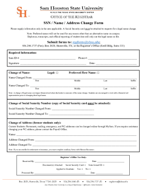 Fillable Online SSN / Name / Address Change Form Fax Email Print ...