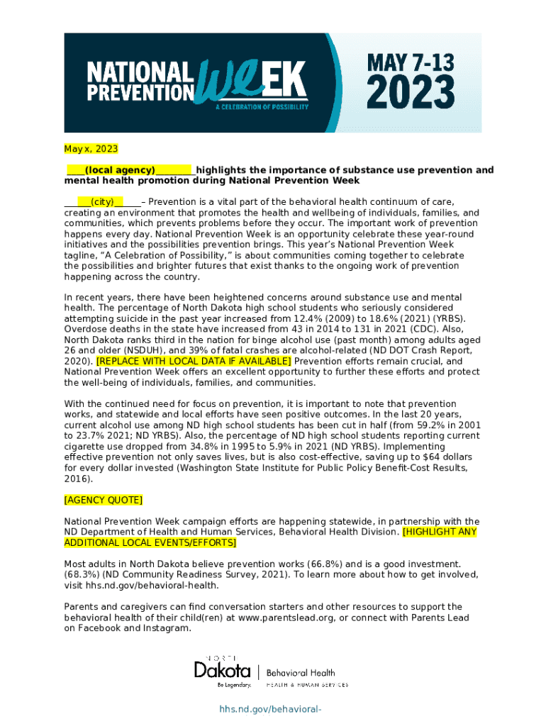 Sample National Prevention Week 2022 Proclamation. Sample National ...