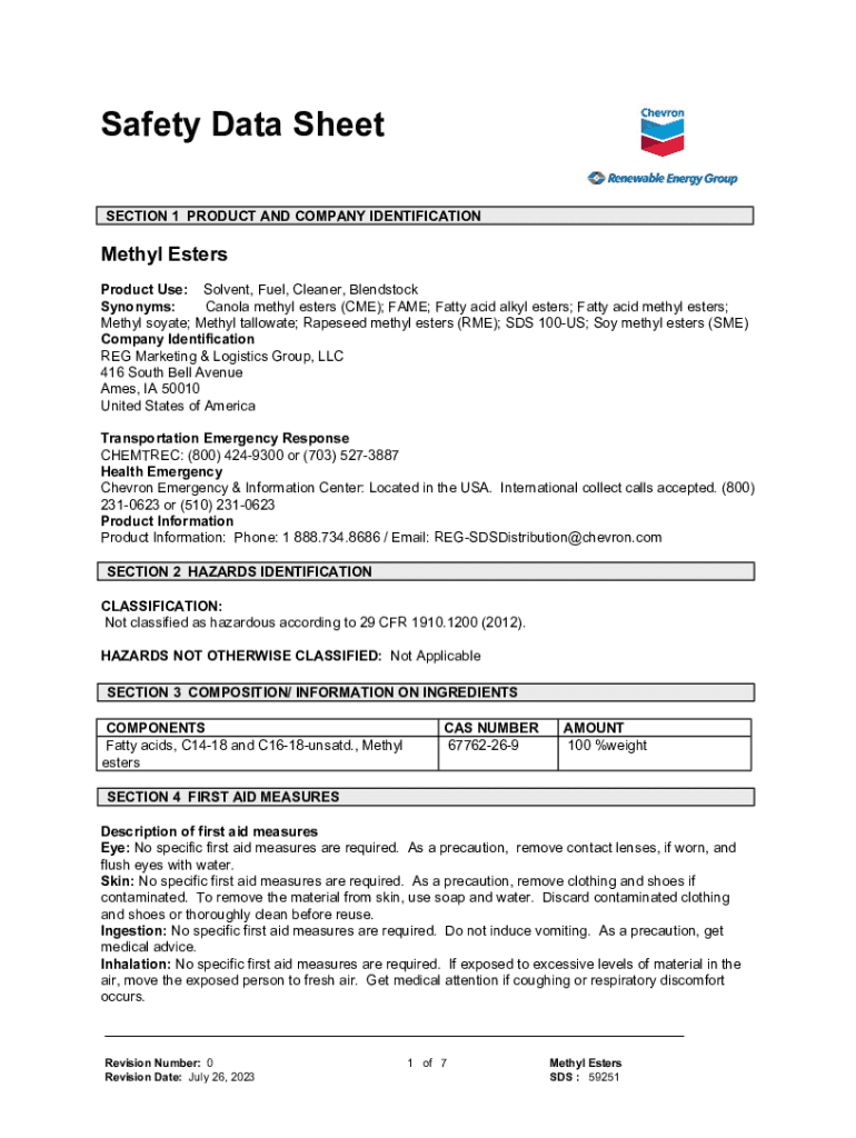 Fillable Online Safety Data Sheet: Fatty acid methyl ester mixture Fax Email Print - pdfFiller