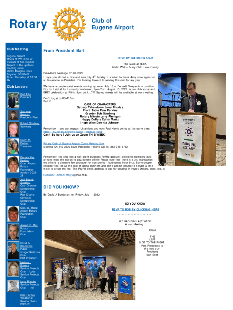 Fillable Online Rotary Club of Eugene Airport Fax Email Print - pdfFiller