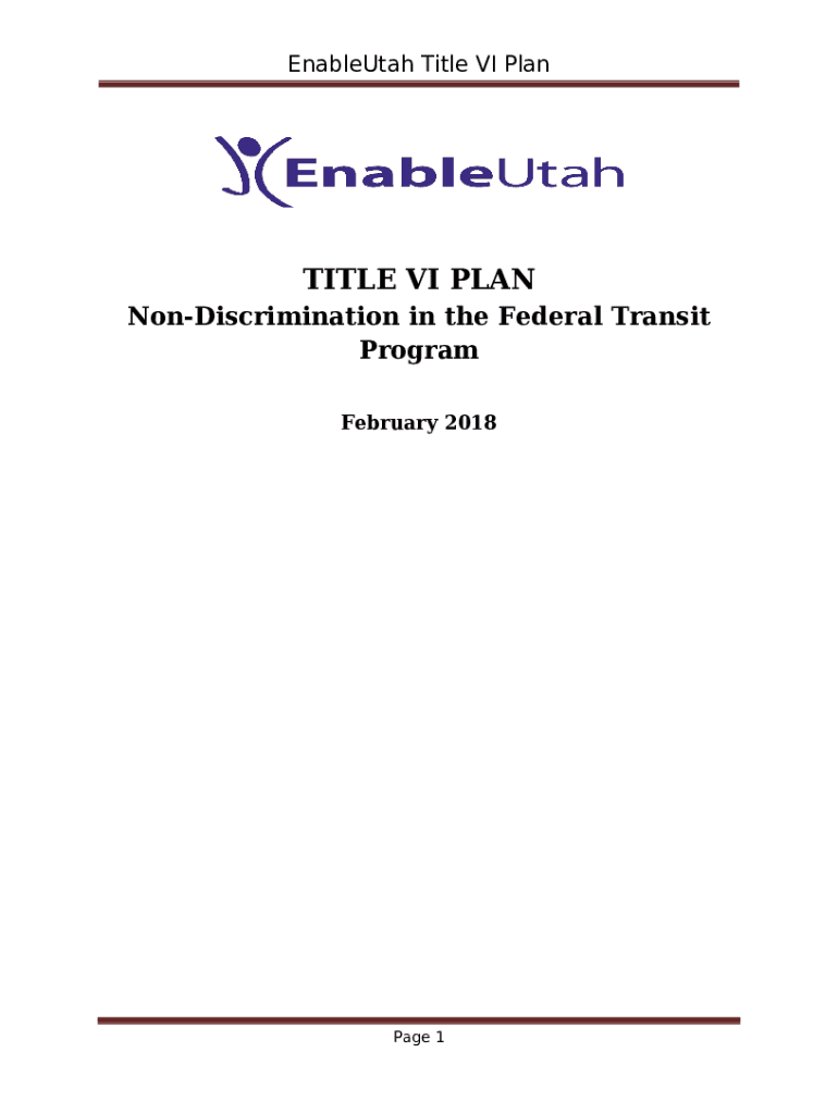 EnableUtah Title VI Plan Doc Template | pdfFiller