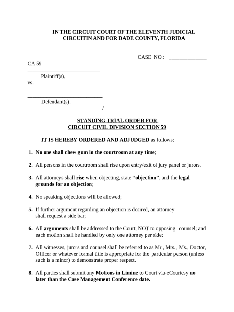 the Case Management Order. Doc Template | pdfFiller