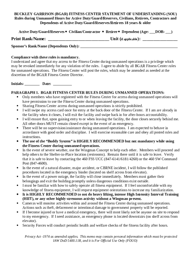 buckley space force base fitness center statement of ... Doc Template ...
