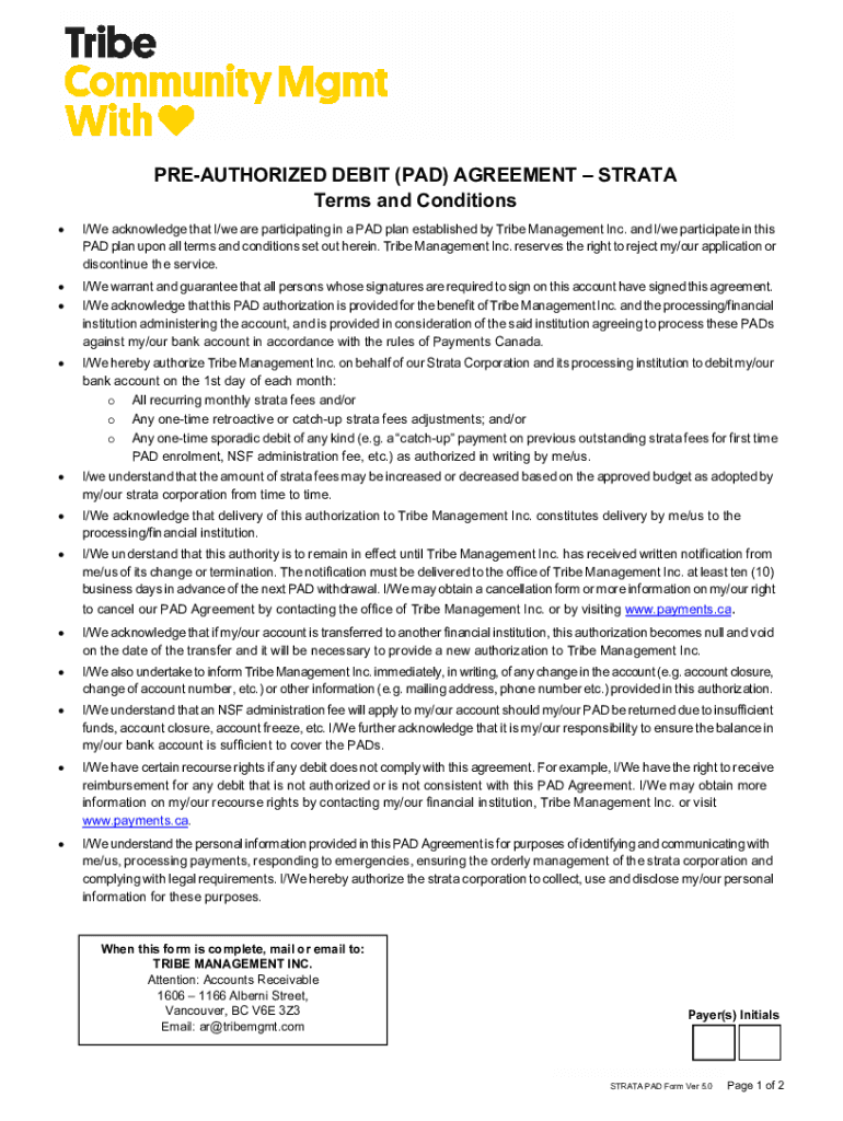 Fillable Online PRE-AUTHORIZED DEBIT AGREEMENT (PAD) EXTRA ... Fax ...