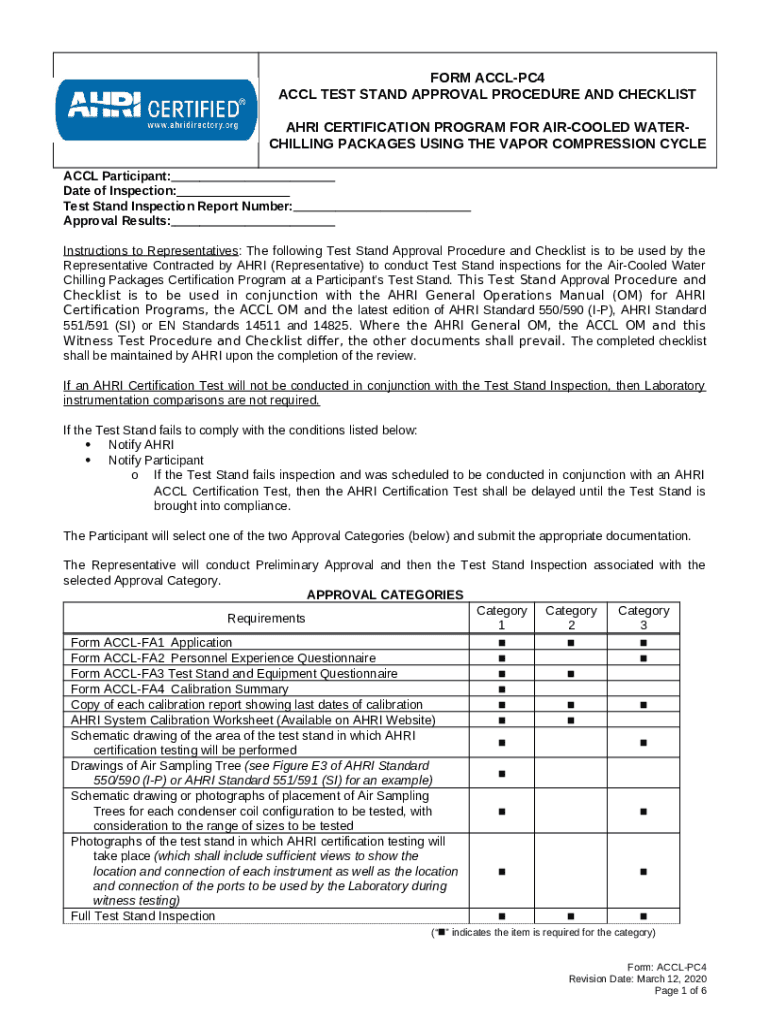 Test procedure For Air Cooled Chillers Doc Template | pdfFiller