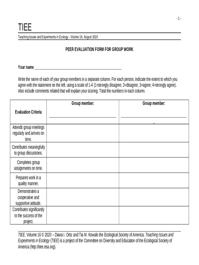Peer Review.docx - Peer Evaluation for Group Work Your... - tiee esa ...