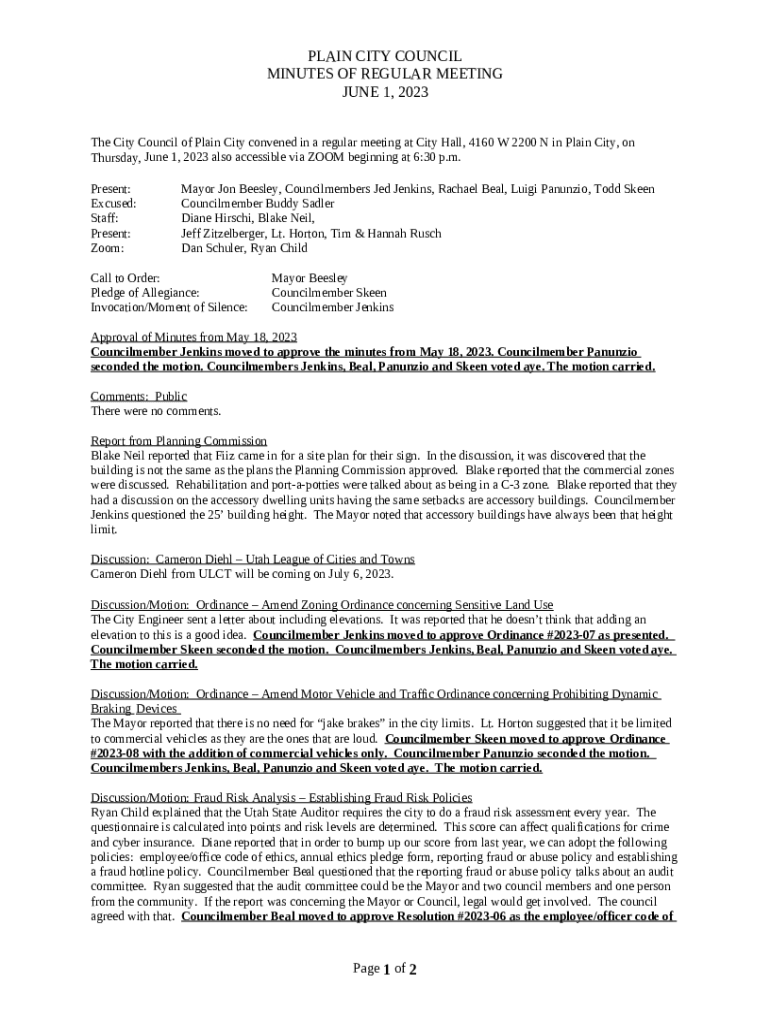 Present:Mayor Jon Beesley, Councilmembers Jed Jenkins, Rachael Beal ...