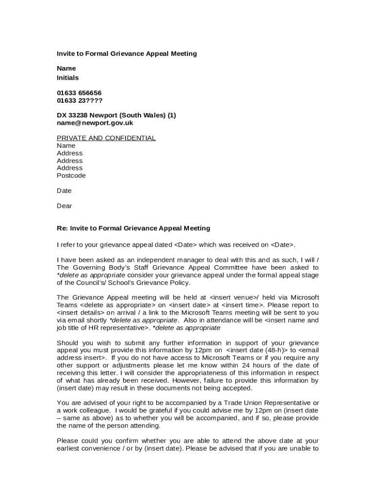 Appeal of Decision Doc Template | pdfFiller