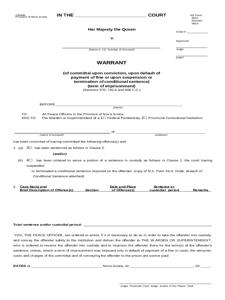 Investigative Warrant - courts ns Doc Template | pdfFiller