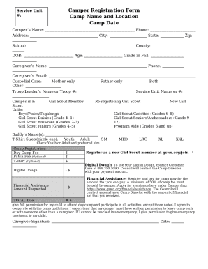 CAMPER REGISTRATION - UltraCamp Doc Template | pdfFiller