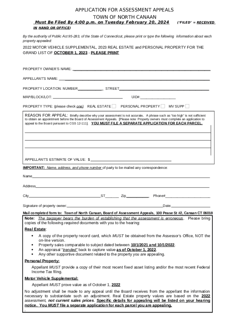 Town of North Canaan Property Ination Request Doc Template | pdfFiller