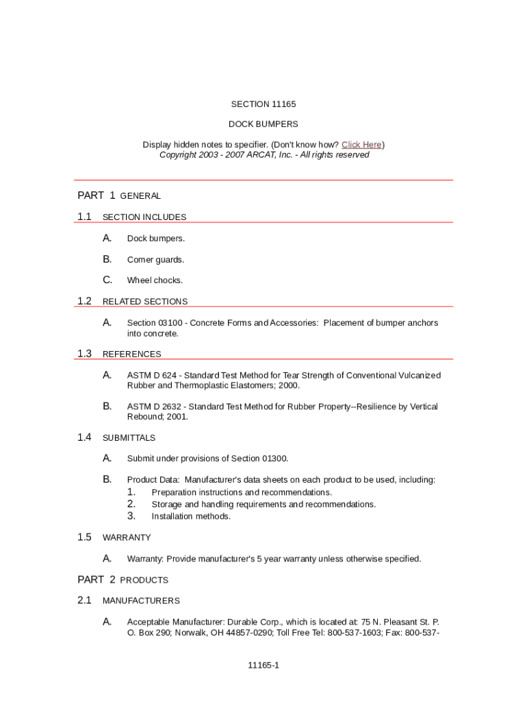11165 - Loading Dock Bumpers* products with CAD, BIM ... Doc Template ...