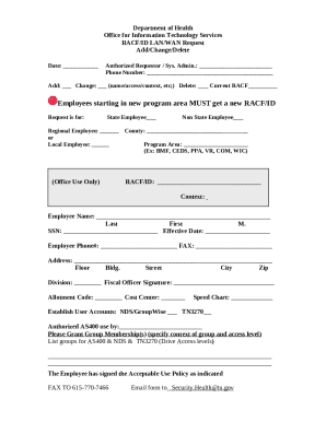 Racf ID LAN Request Doc Template | pdfFiller