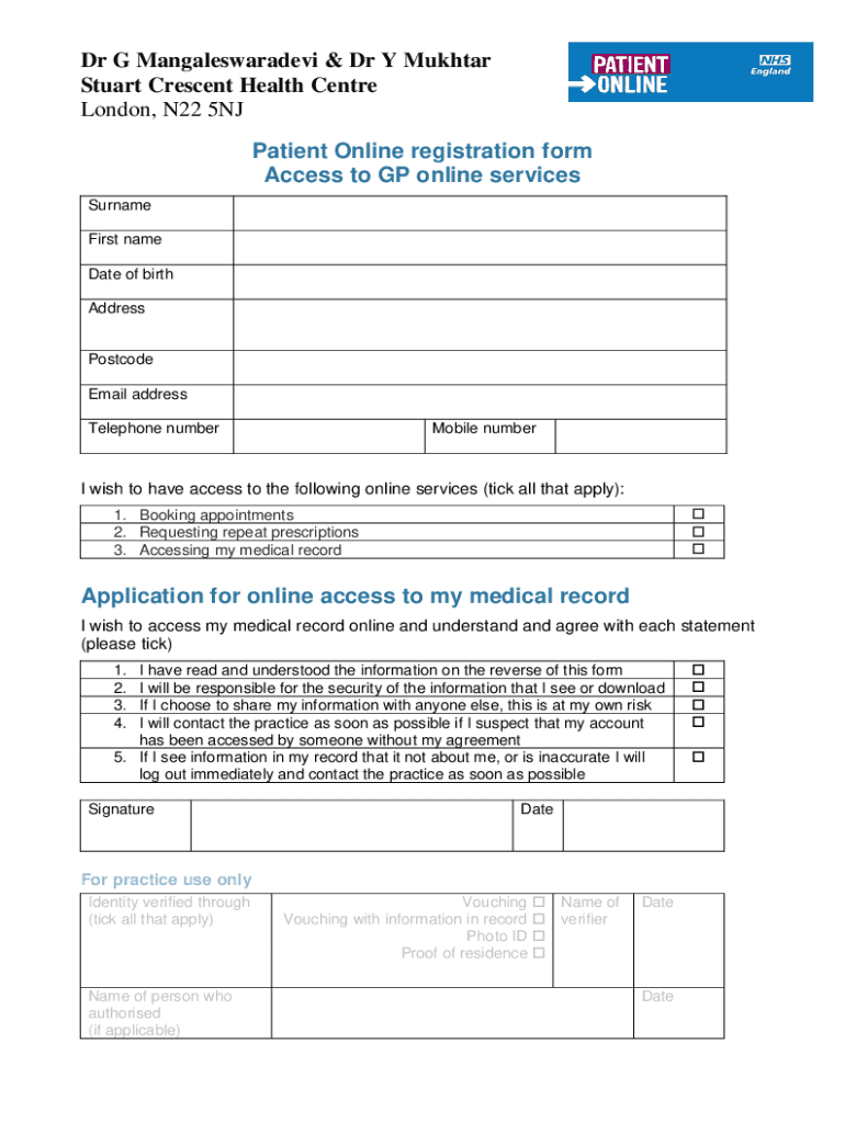 Fillable Online Register for Online Services & Prospective Access ...