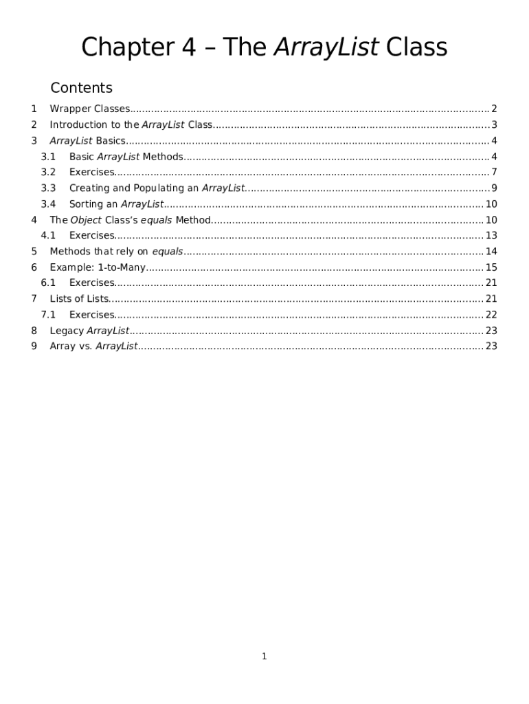 Arraylist Examples And Practice Problems Doc Template Pdffiller 