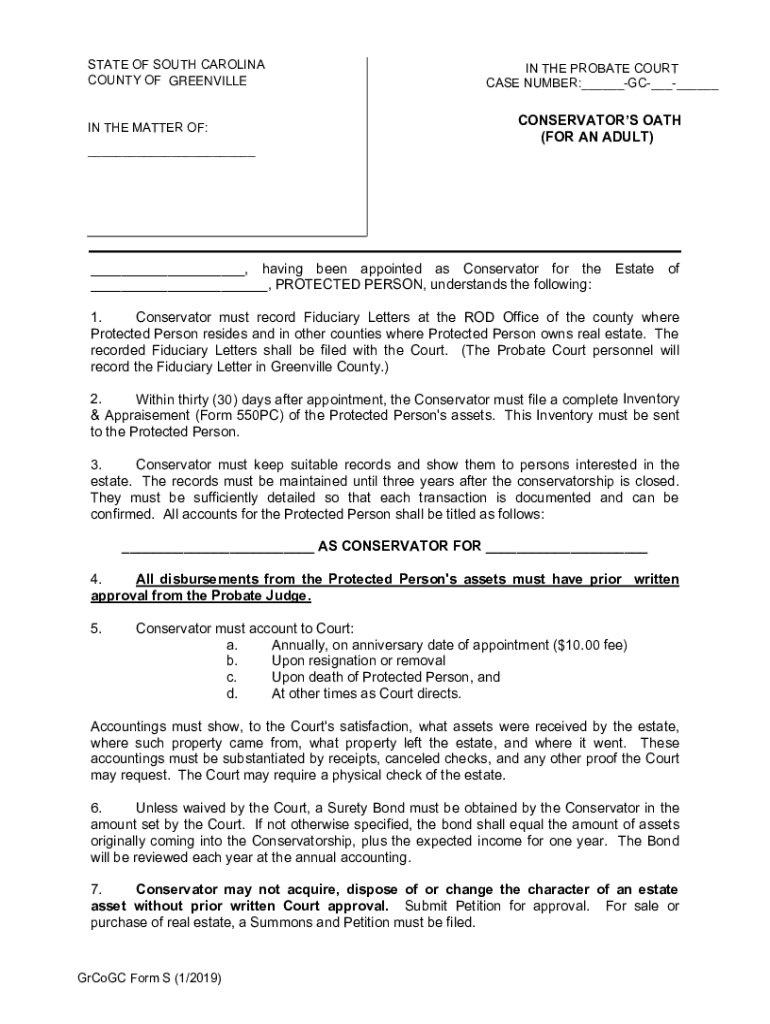 Fillable Online having been appointed as Conservator for the Estate of ...