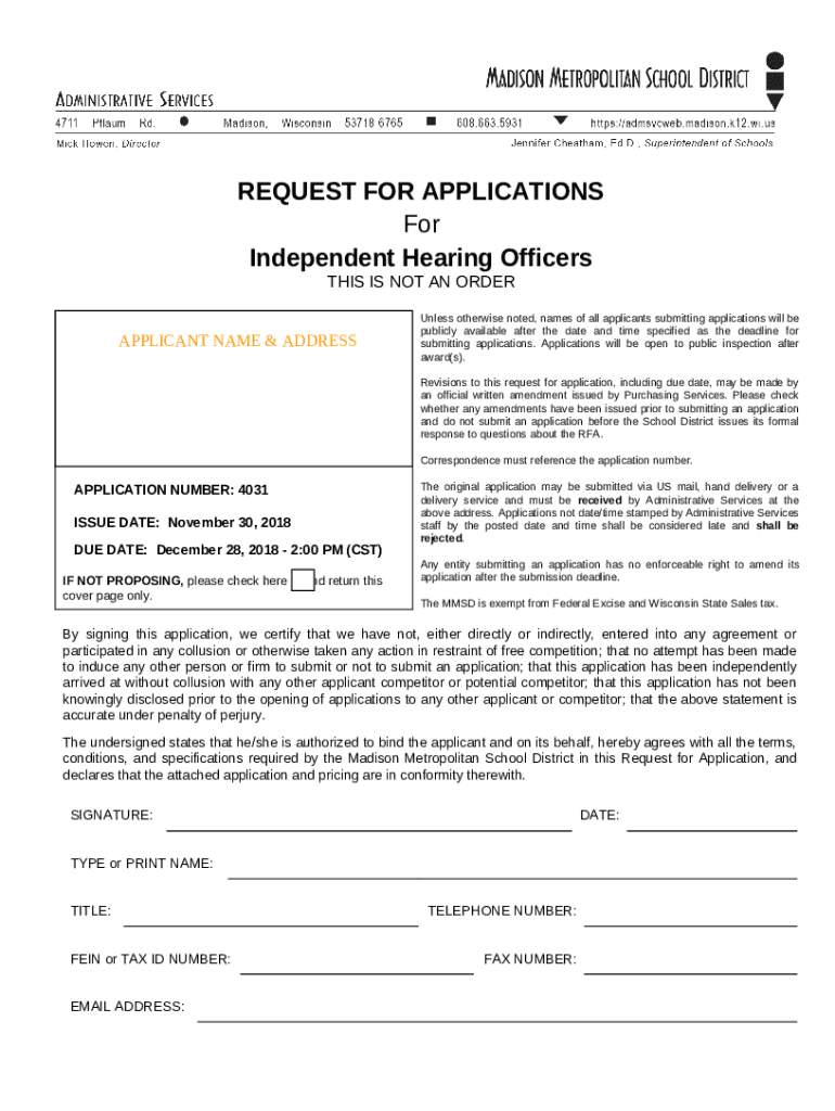 RFA 4031 - Independent Hearing Officers.docx. Request for Proposal Doc Template | pdfFiller