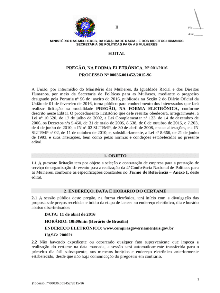 Editais e Termos de Referncias - Governo Federal Doc Template | pdfFiller