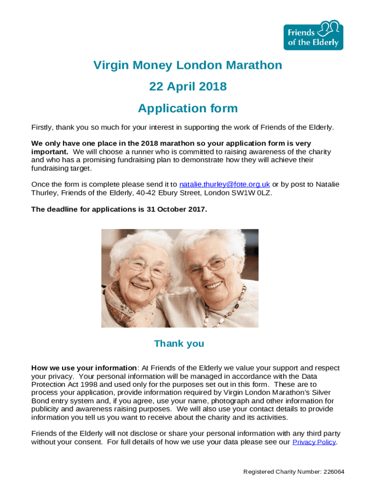 London Marathon Charity Places Doc Template | pdfFiller
