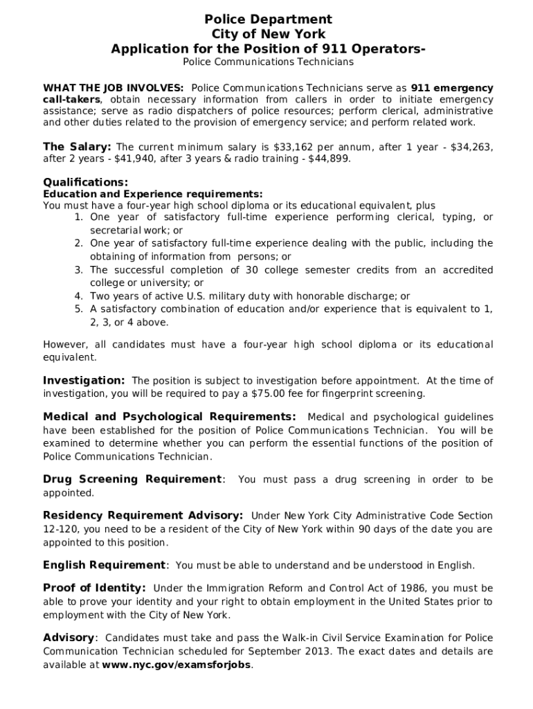 Police Department City of New York Application for the ... Doc Template ...