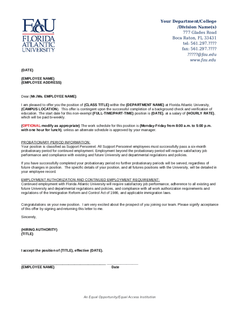 AMP Time Limited Offer Letter Doc Template | pdfFiller