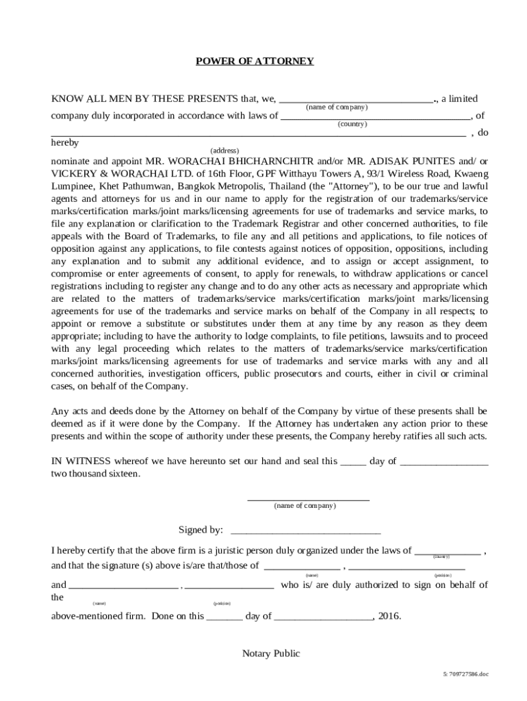 Special Power of Attorney for NRE / NRO / FCNR (B) ... Doc Template ...