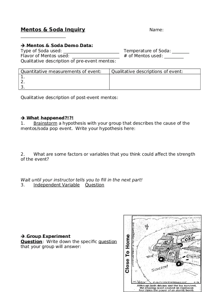 Diet Coke and Mentos: What is really behind this physical ... Doc ...