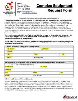 Fillable Online aging maryland Basic DME Request Form - Maryland ...