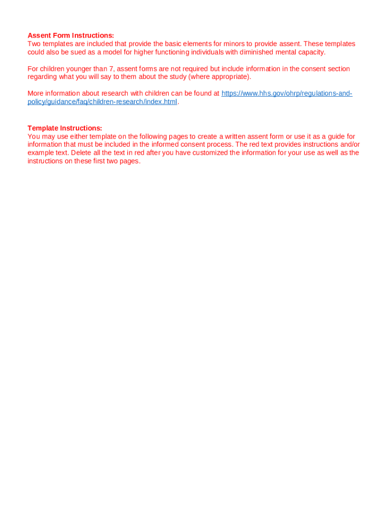 Assent Instructions: Doc Template | pdfFiller