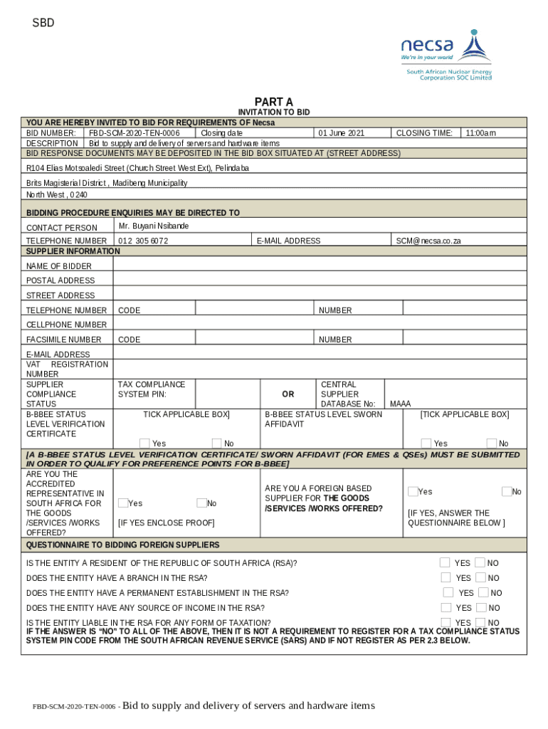 NTP Tender Archives Doc Template | pdfFiller