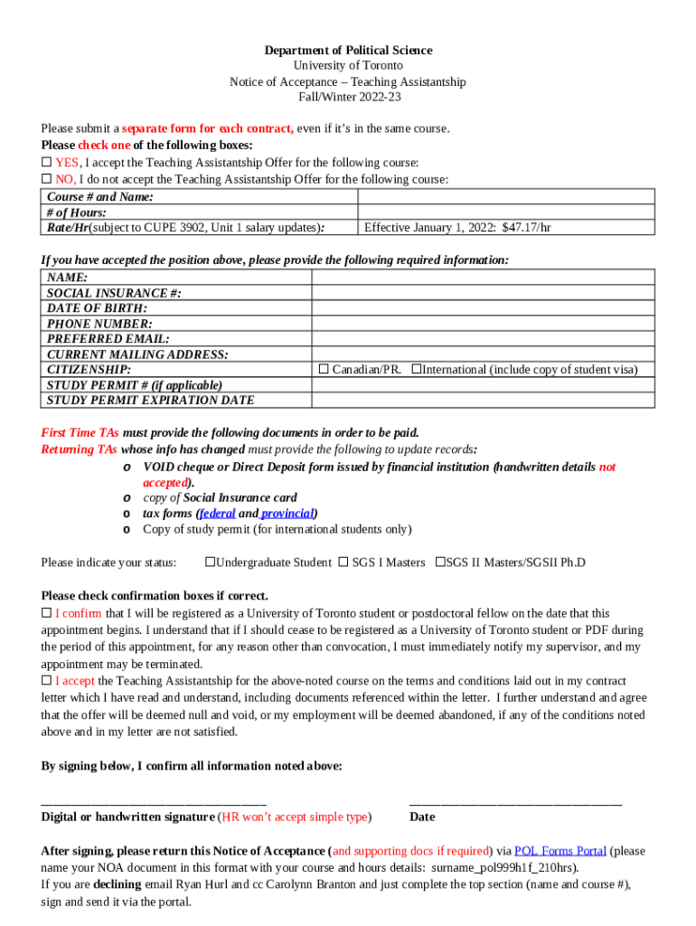 Notice of Acceptance - Department of Political Science - politics ...