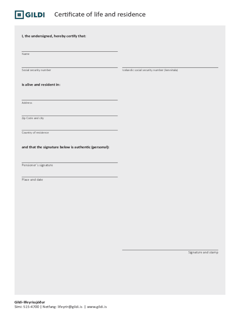 Fillable Online CERTIFICATE OF LIFE AND RESIDENCE Fax Email Print ...