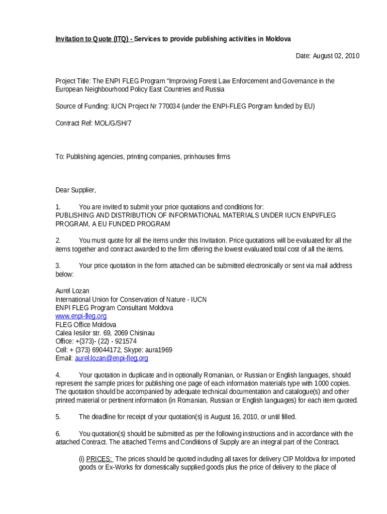 Invitation to Quote (ITQ) - Services for publishing Quarterly Ination ...