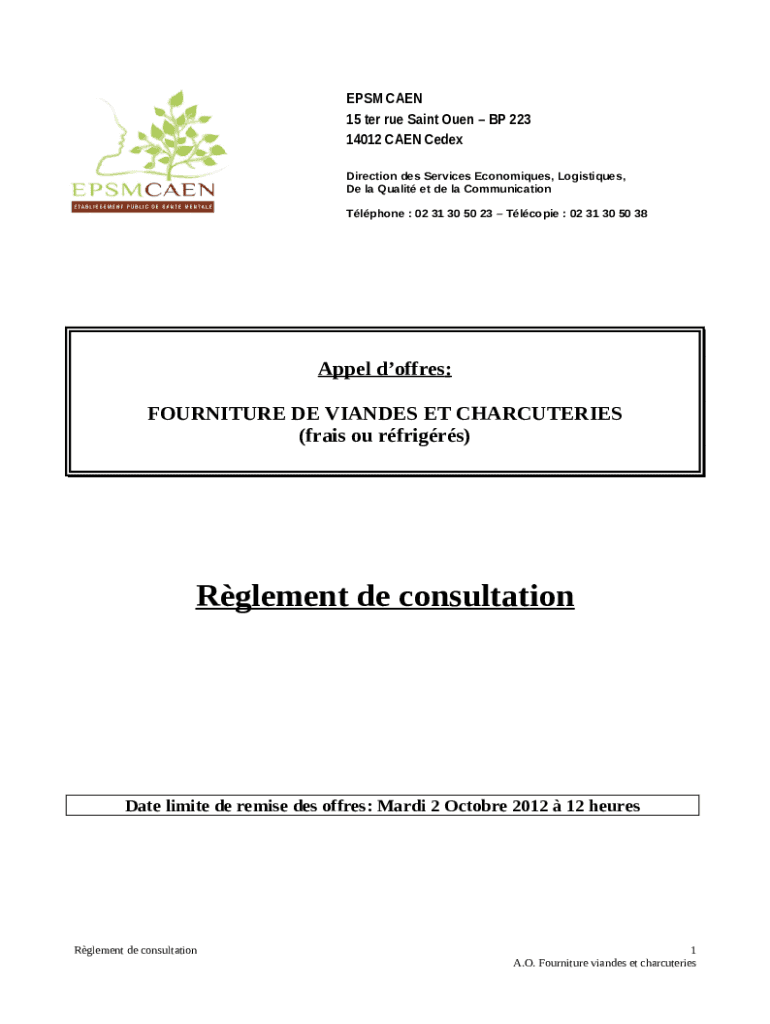 Appel d'offre : Fourniture de viandes et volailles fraches Doc Template | pdfFiller