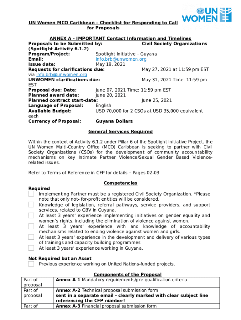 Annex A Call for Proposal (CFP) for Responsible Parties Doc Template | pdfFiller