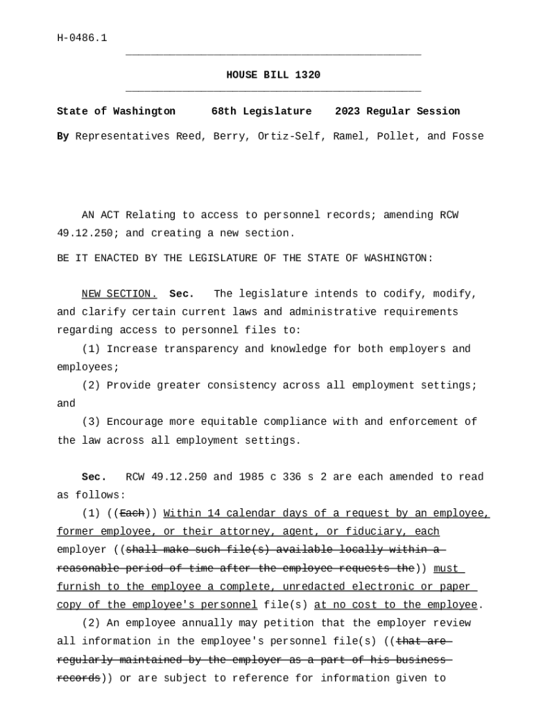 HB 1320 - Washington State Legislature Doc Template | pdfFiller
