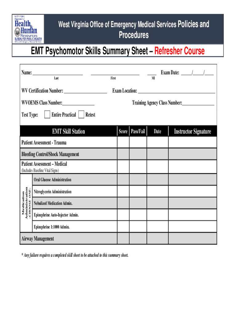 Fillable Online Skill and Skill Summary Sheets Fax Email Print - pdfFiller