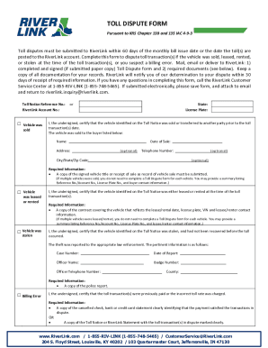 Fillable Online Toll Dispute Form - Fill and Sign Printable Template ...