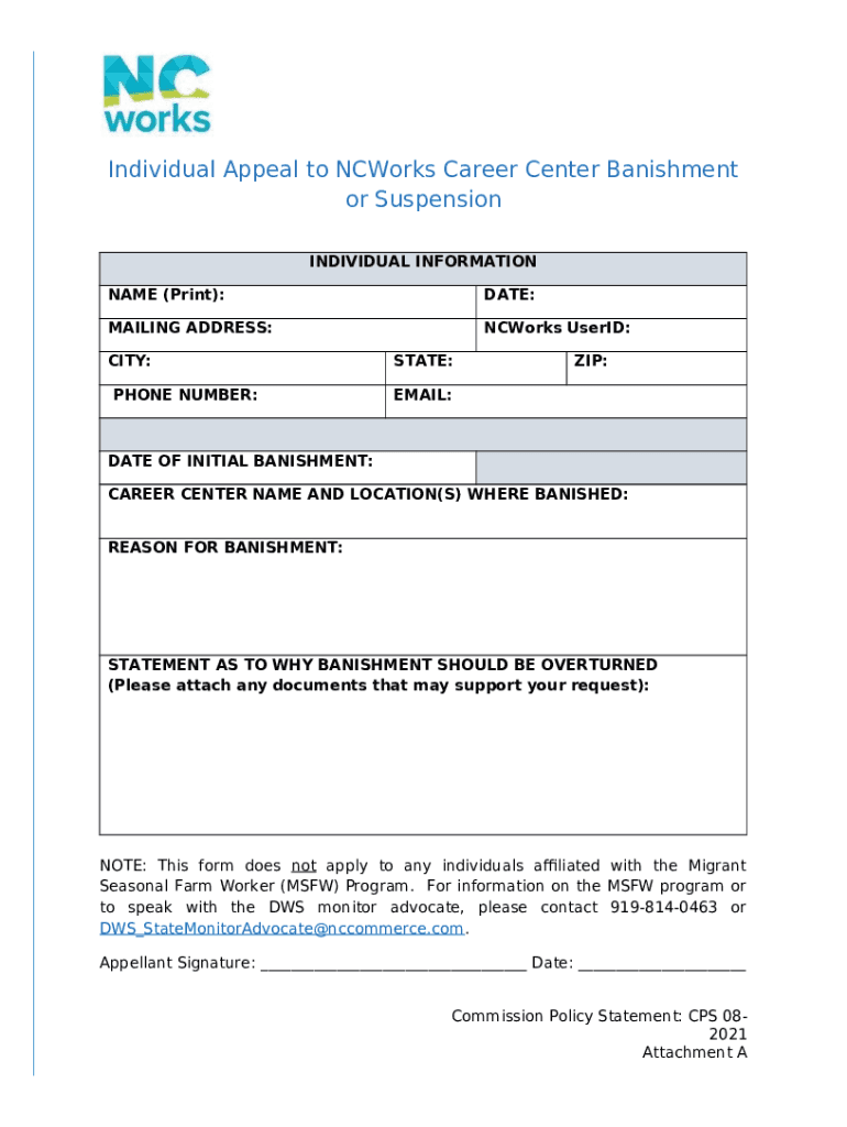 NCWorks Career Center Sign in Doc Template | pdfFiller