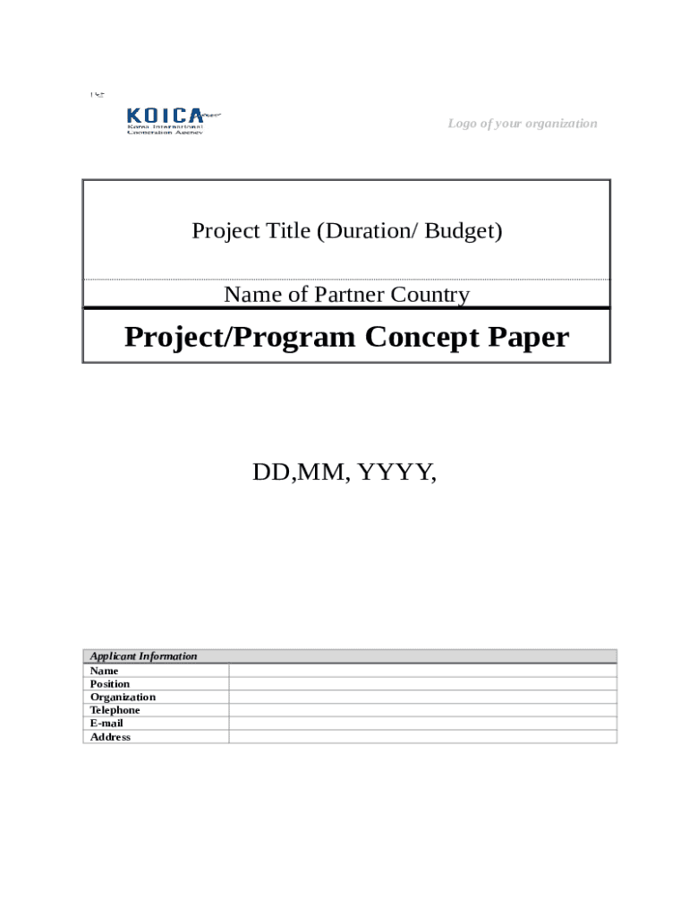 Project/Program Concept Paper: Project Title (Duration Doc Template ...