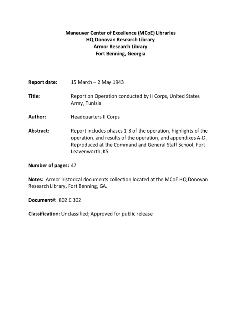 Fillable Online Maneuver Center of Excellence Libraries - Fort Moore ...