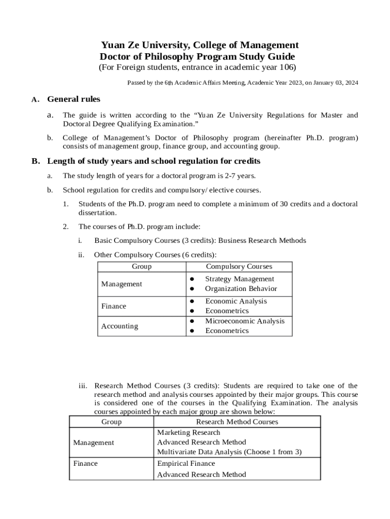 Yuan Ze University College of Management Ph.D. Program List ... Doc ...