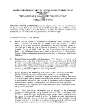 CONTRACT FOR EMPLOYMENT OF INTERIM ASSOCIATE DIRECTOR OF ALLIED HEALTH ...