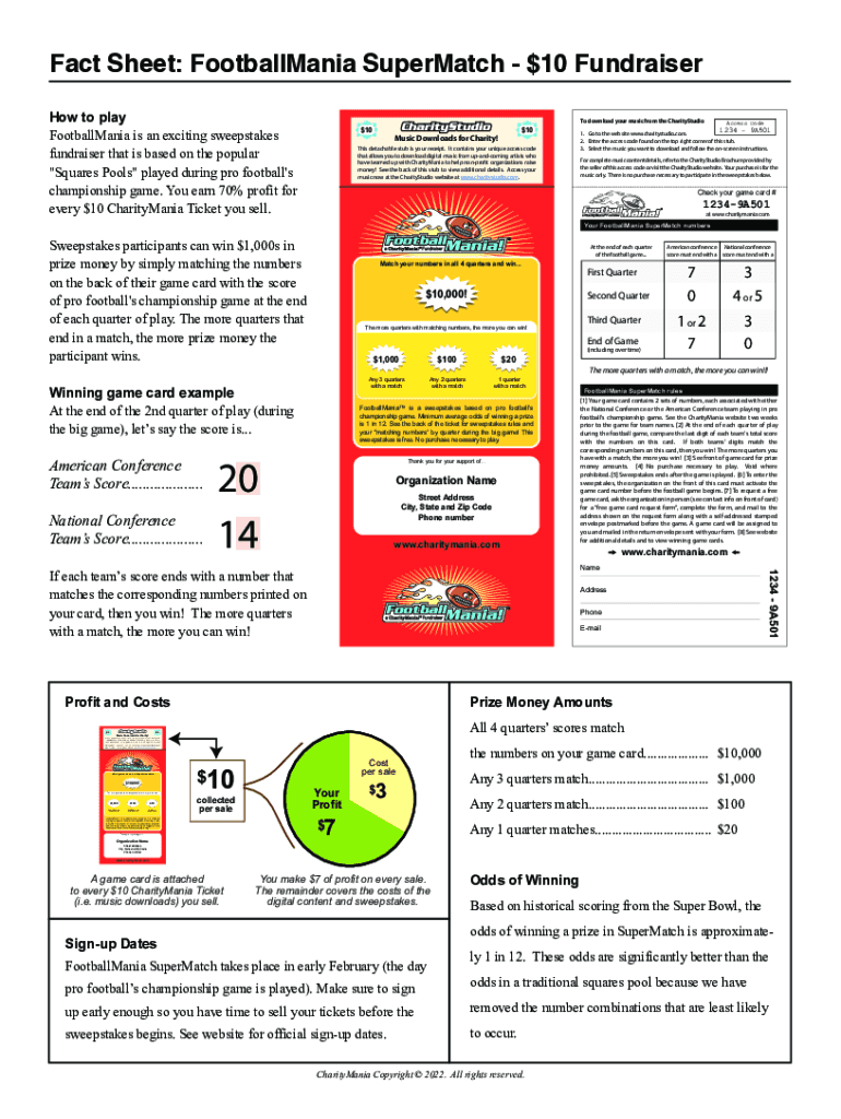 Fillable Online Fact Sheet: FootballMania SuperMatch - $10 Fundraiser ...