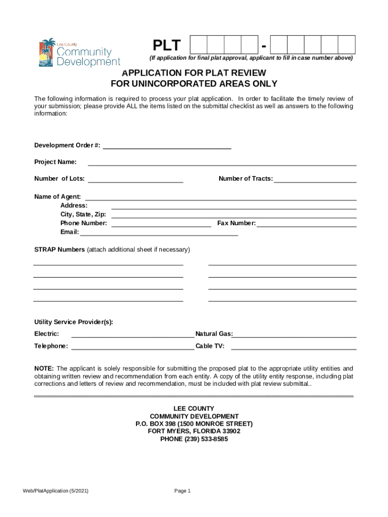 INSTRUCTIONS FINAL PLAT APPROVAL APPLICATION 1 ... Doc Template | pdfFiller