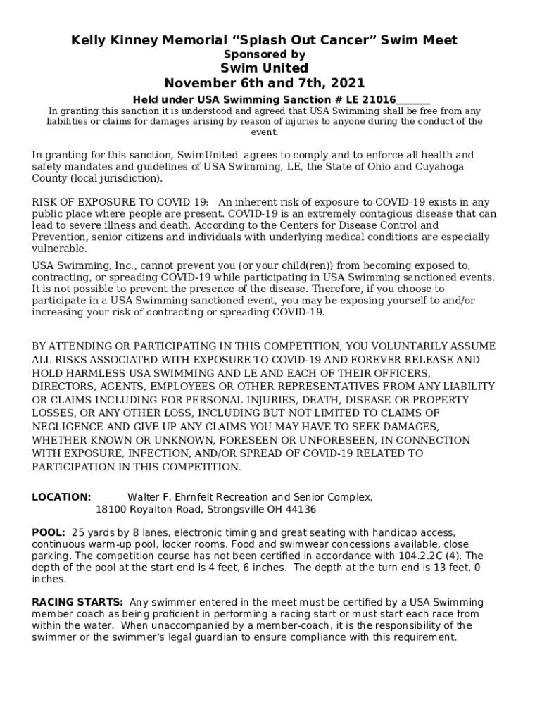 Kelly Kinney Memorial Splash Out Cancer Swim Meet ... Doc Template ...