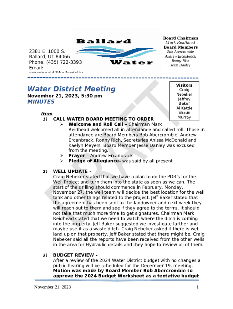 Welcome and Roll Call Chairman Mark Reidhead welcomed all in attendance ...