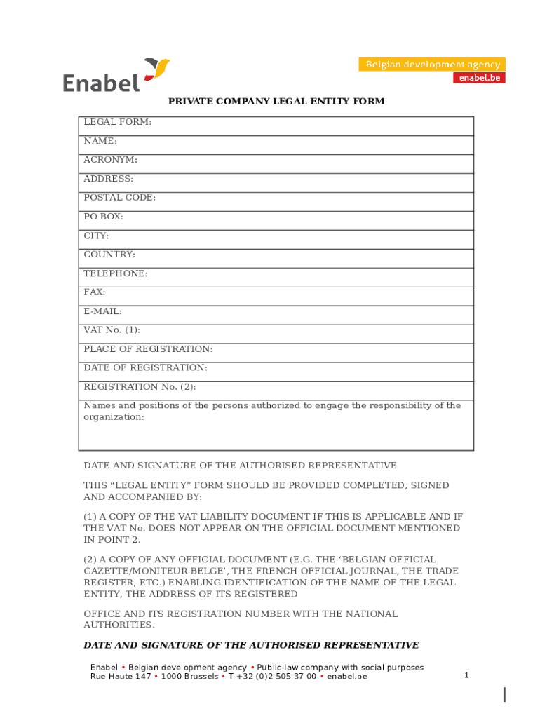PRIVATE COMPANY LEGAL ENTITY Doc Template | pdfFiller