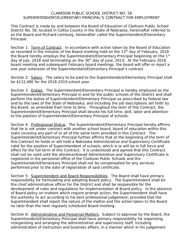 EMPLOYMENT CONTRACT-ELEMENTARY PRINCIPAL Doc Template | pdfFiller